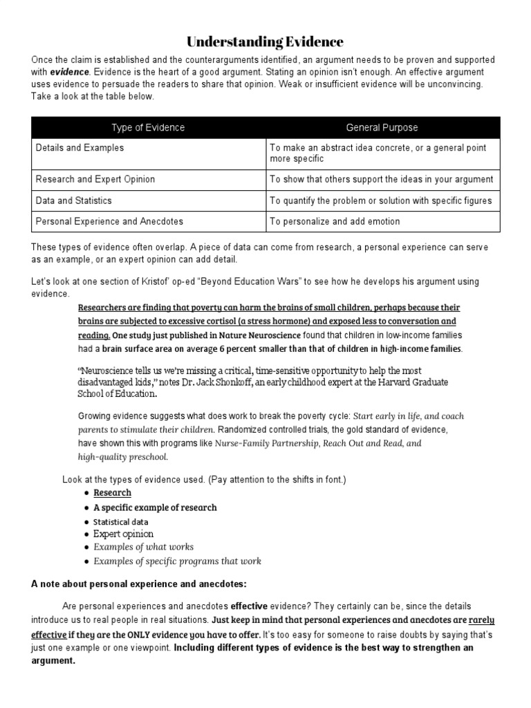 Understanding Types of Evidence | PDF | Evidence | Experience