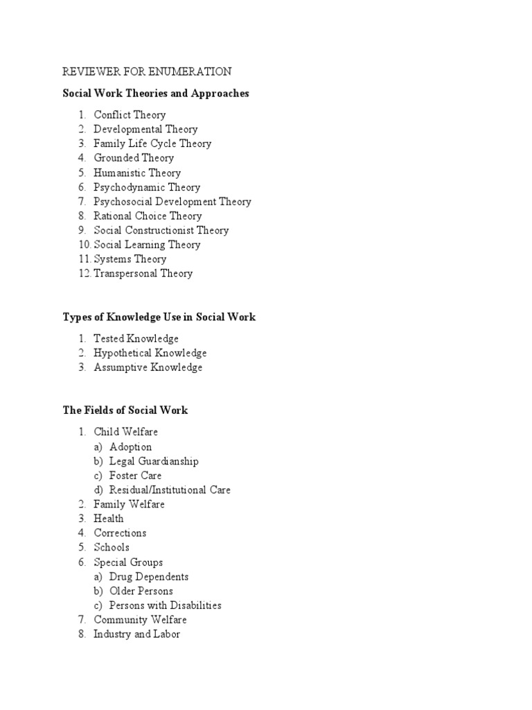 Social Work Theories and Approaches | PDF | Cognitive Behavioral ...