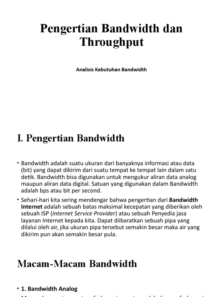 Pengertian Bandwidth Dan Throughput | PDF