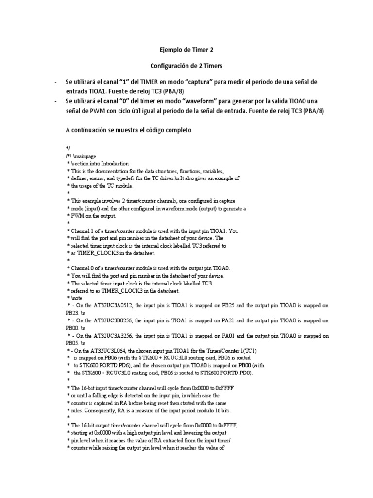 Configuring Two Timers on an AVR32 Microcontroller: One for Input Capture and One for PWM Output ...