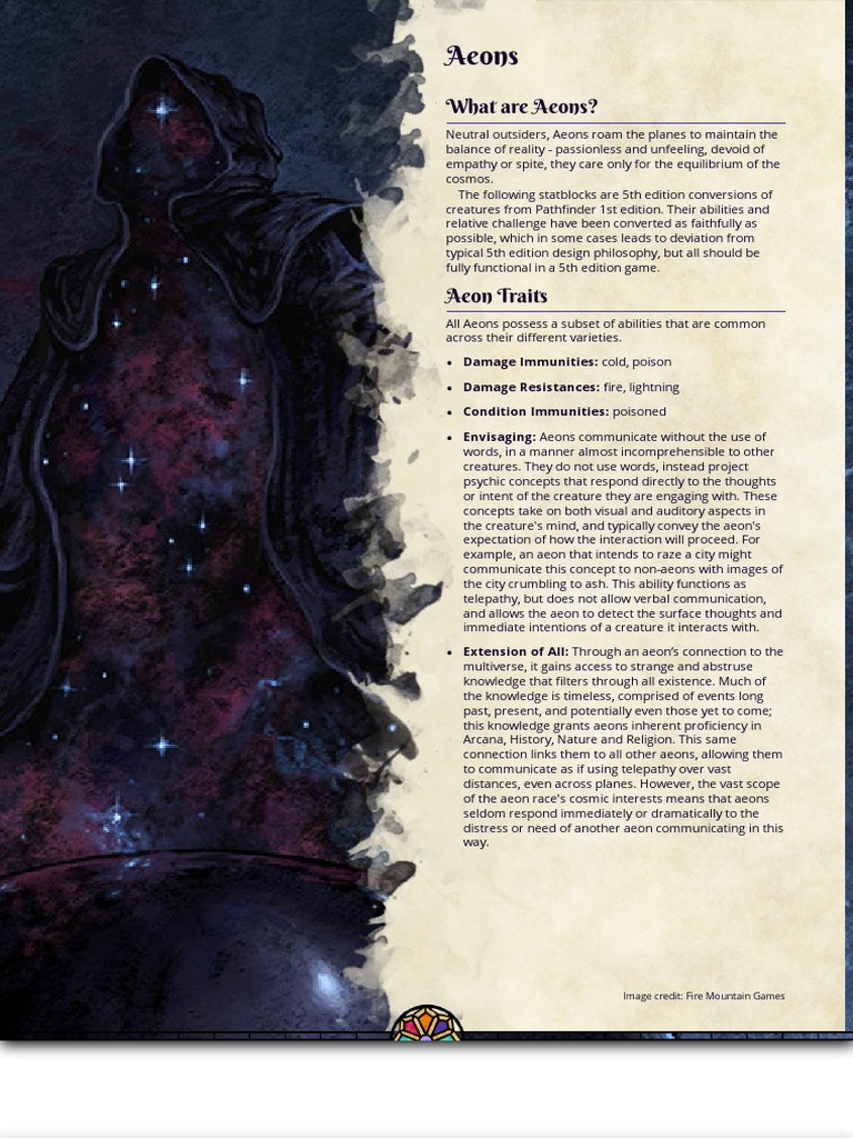 Pathfinder To 5e Conversions - Aeons - GM Binder | PDF | Metaphysics