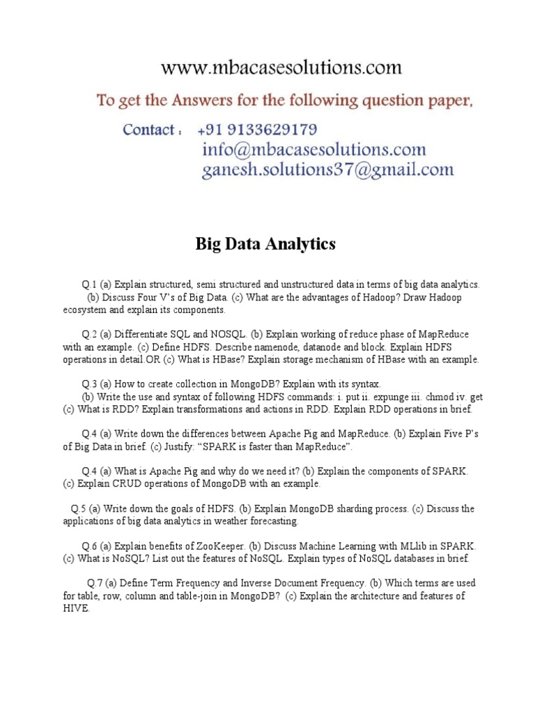 Big Data - Explain Structured, Semi Structured and Unstructured Data | PDF