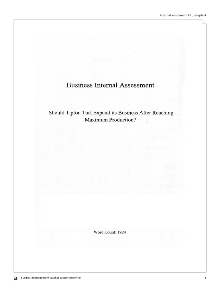 IB Business HL IA Essay Sample 1 | PDF | Evaluation | Statistics Of ...