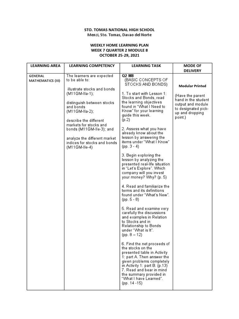Q2 WHLP GENMATH Week7 - m8 New Template | PDF | Learning | Teaching