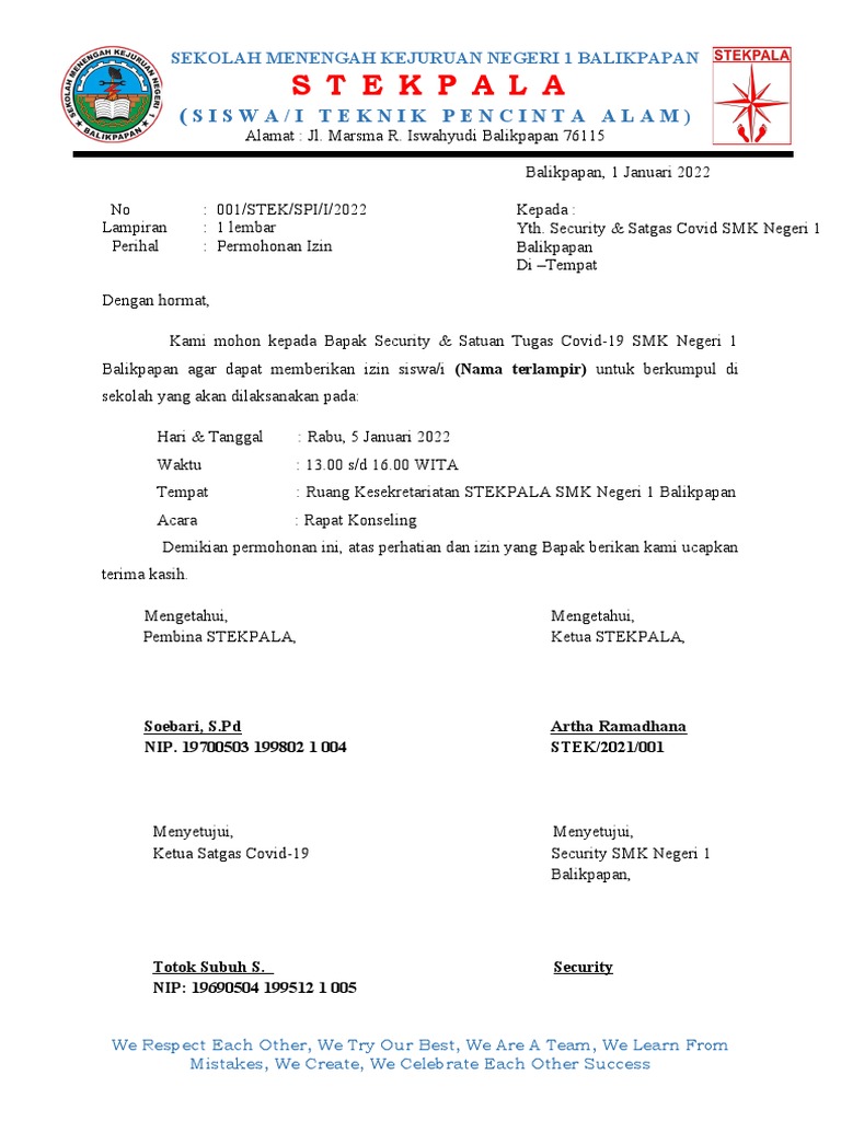 Surat Security & Satgas Covid-1 STEKPALA-2 | PDF