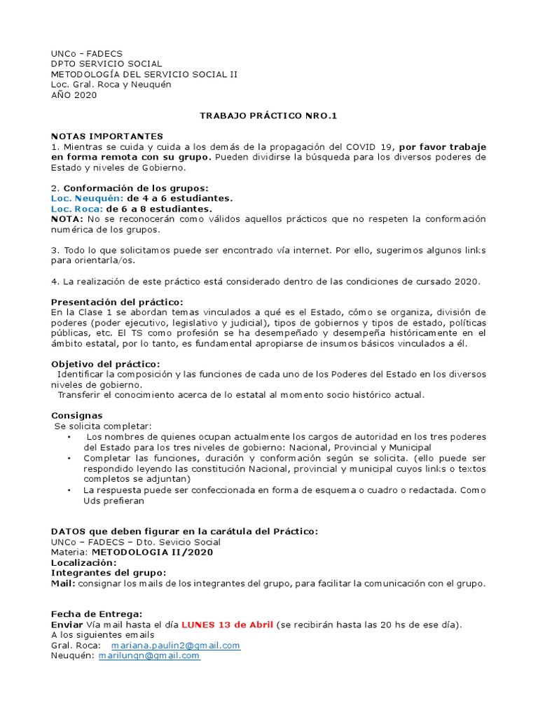 Trabajo Practico 1 Poderes Del Estado | PDF | Gobierno local ...