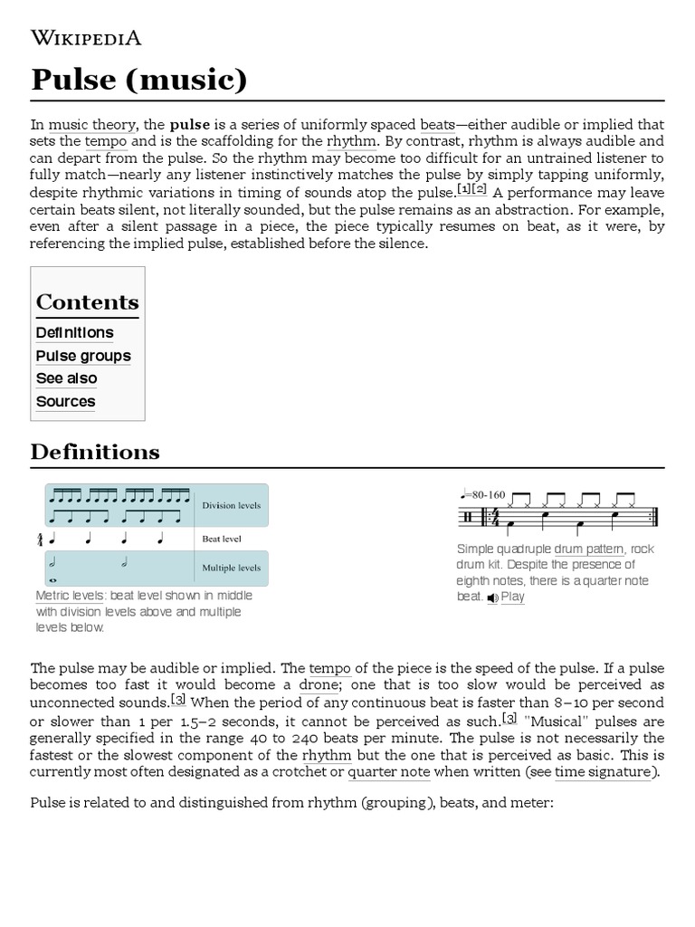 Pulse (Music) - Wikipedia | PDF | Rhythm | Musical Compositions
