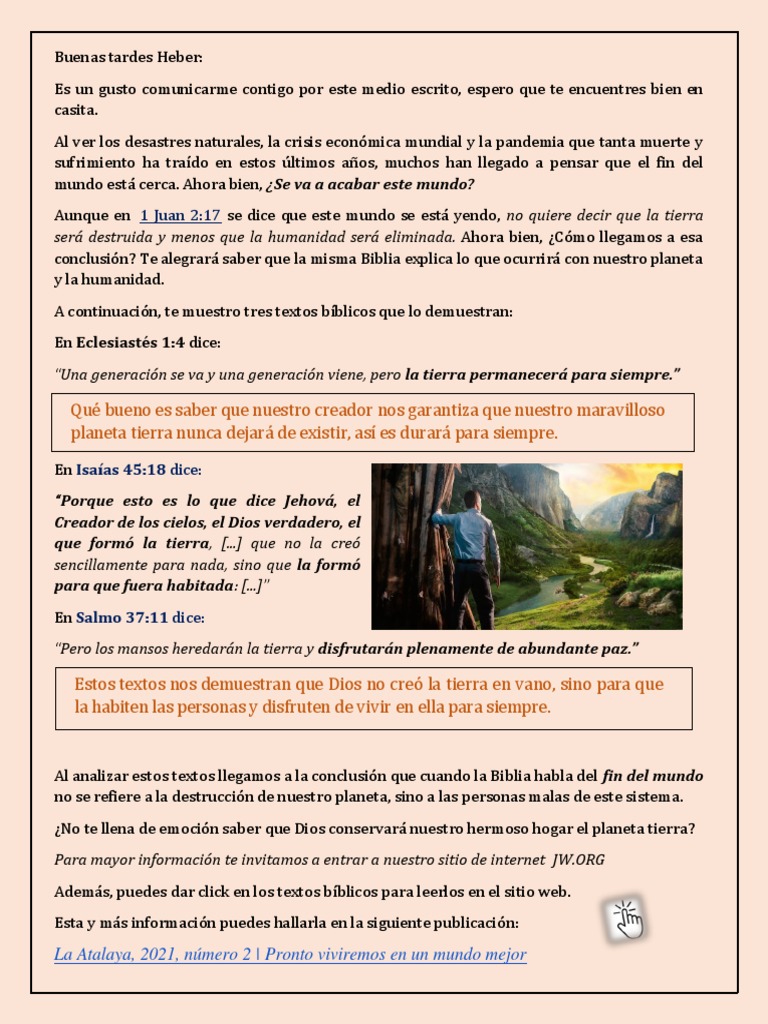 Carta - Pronto Viviremos en Un Mundo Mejor. | PDF