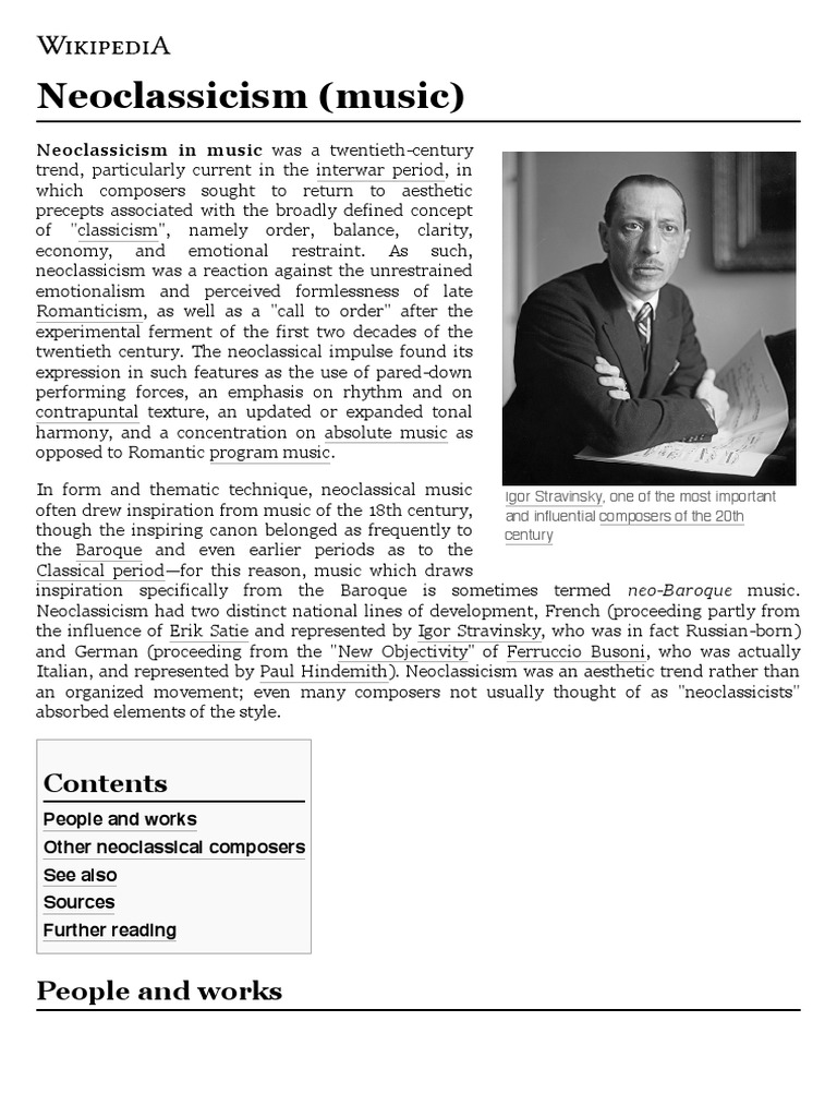 Neoclassicism (Music) - Wikipedia | PDF | Musical Compositions ...