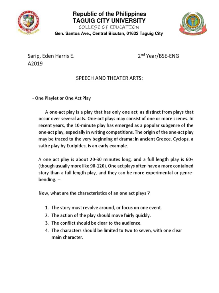 Final Soft Copy - One Playlet - Sarip | PDF | Hades | Play (Theatre)