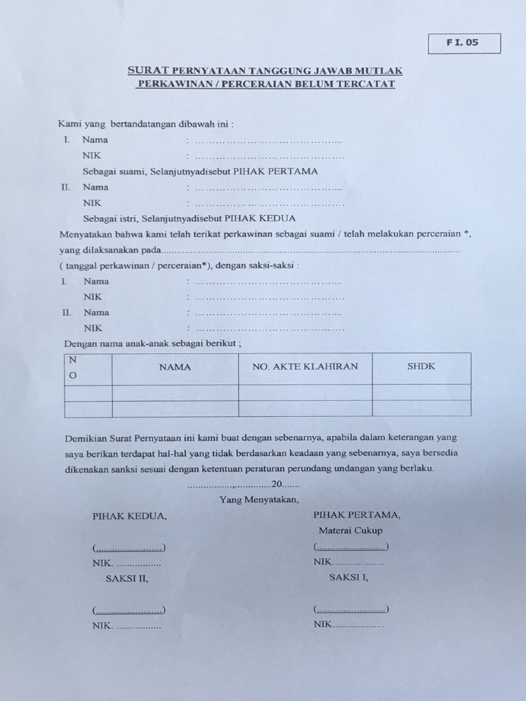 SPTJM Kawin - Cerai | PDF