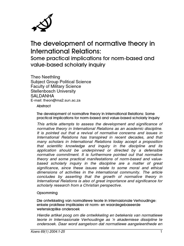 The Development of Normative Theory in International Relations | PDF ...