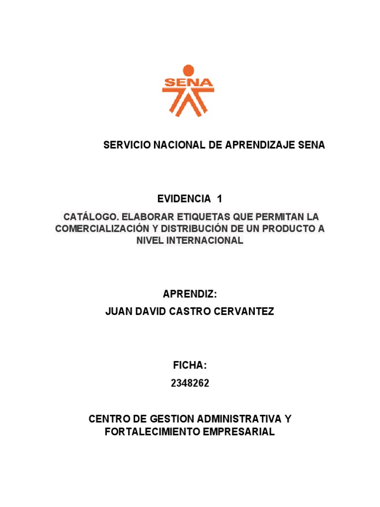 Evidencia 1 Catálogo. Elaborar Etiquetas Que Permitan La ...