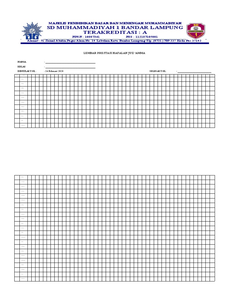 Lembar Hafalan Qur'an | PDF