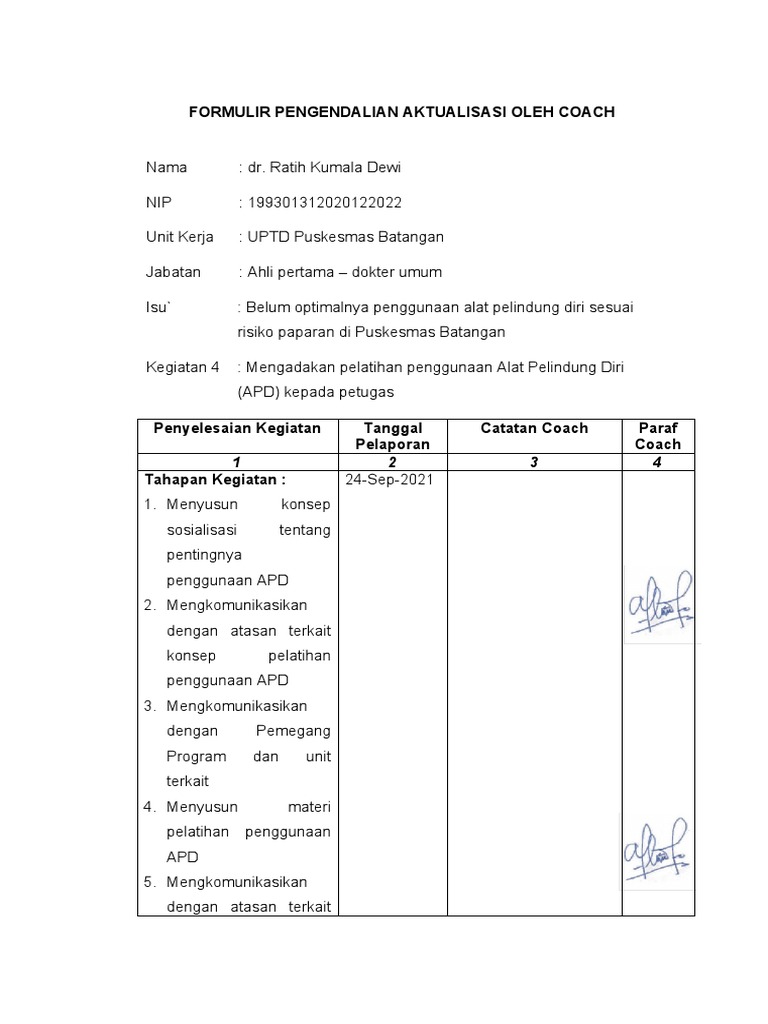 FORMULIR PENGENDALIAN AKTUALISASI OLEH Coach | PDF | Bisnis