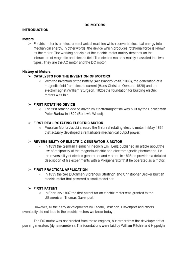 DC Motors | PDF | Electric Motor | Electric Power