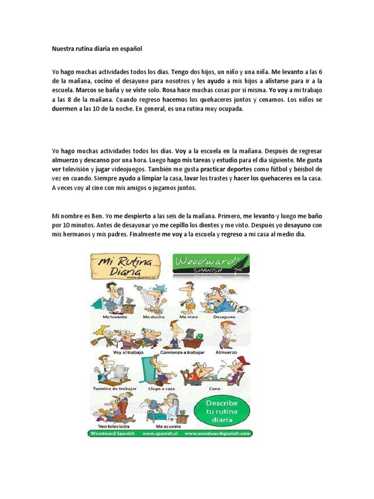 Nuestra Rutina Diaria en Español | PDF