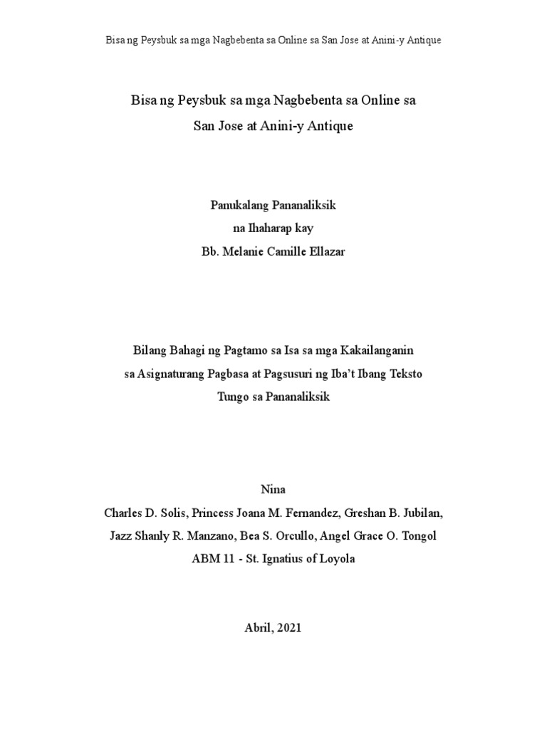 Bea S. Orcullo Pormat NG Research Proposal FINAL | PDF