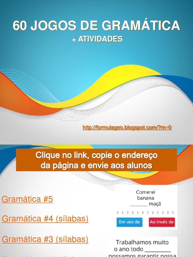 60 Jogos de Gramática | PDF | Morfologia linguística | Gramática