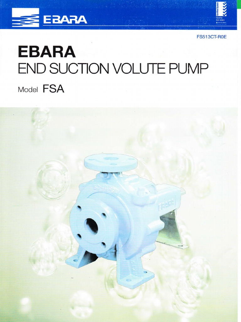 Ebara Pump Model FSA Specifications | PDF | Pump | Machines