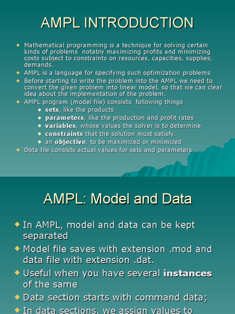 AMPL | PDF | Linear Programming | Mathematical Optimization