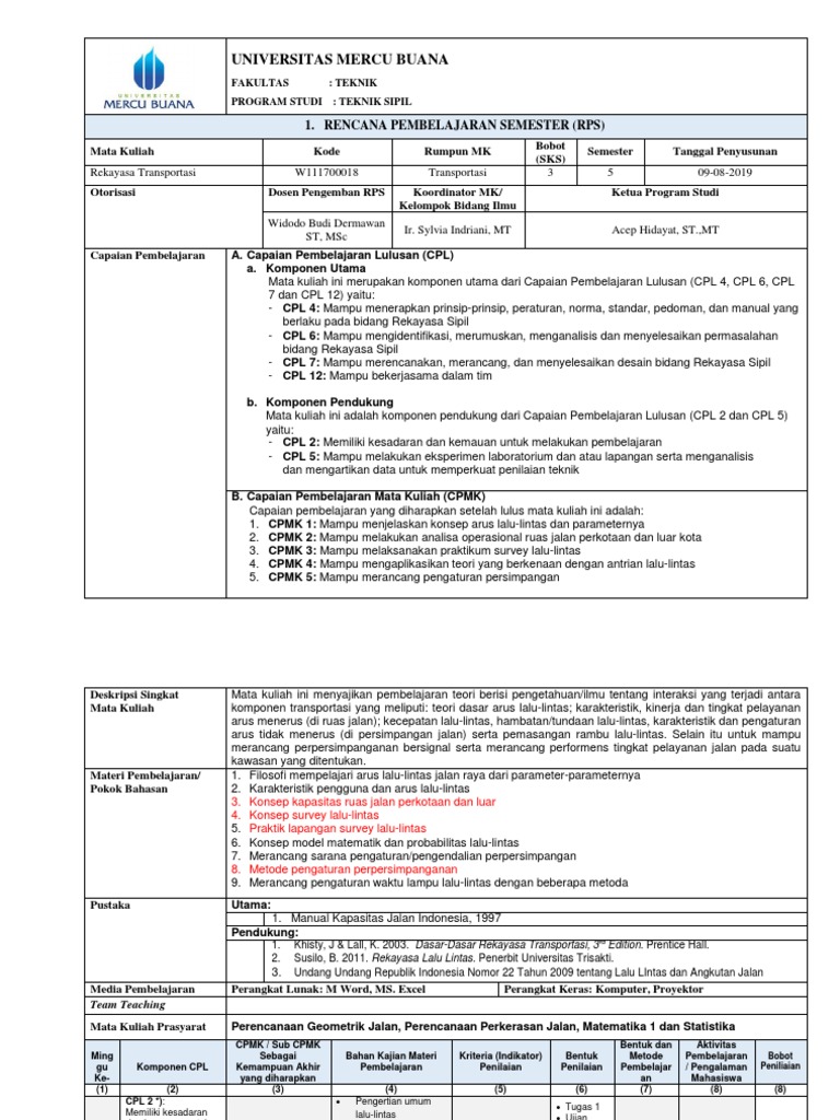 RPS Rekayasa Transportasi IABEE | PDF