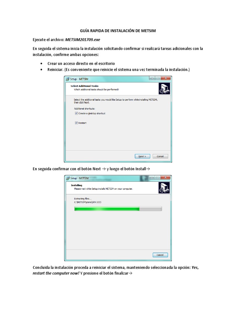 Guía Rápida de Instalación de METSIM | PDF