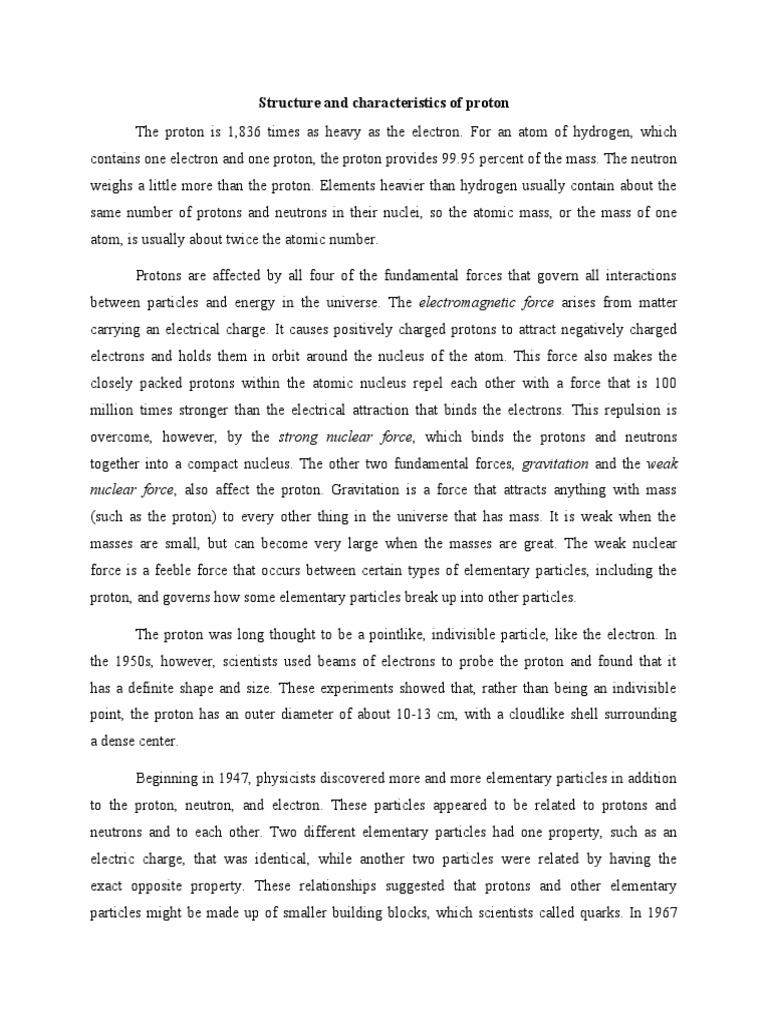 Structure and Characteristics of Proton | PDF | Proton | Neutron