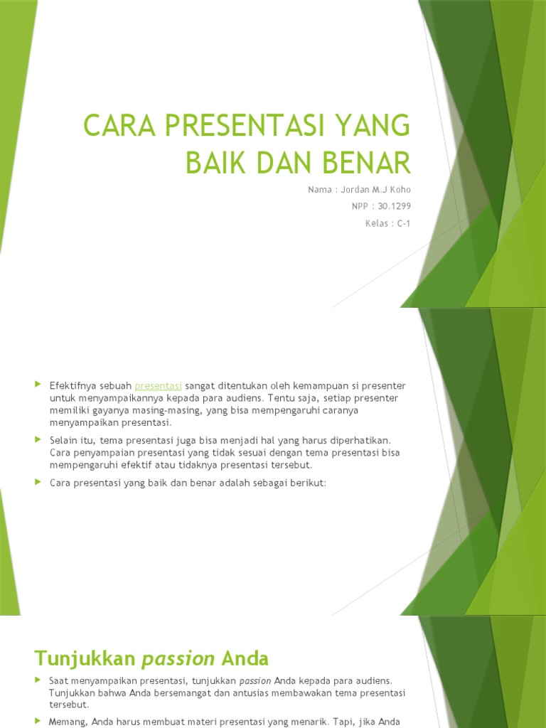 Cara Presentasi Yang Baik Dan Benar | PDF
