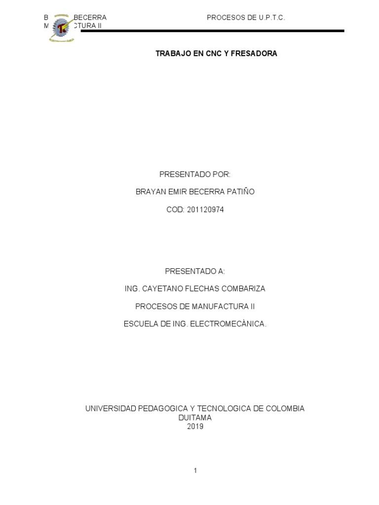 Informe CNC y Fresa PM2 | PDF | Control numerico | Mecanizado