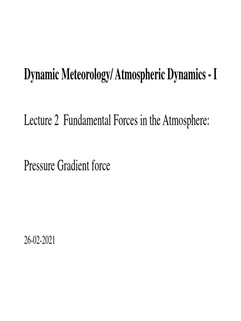 Dynamic Meteorology 2 | PDF | Pressure | Force