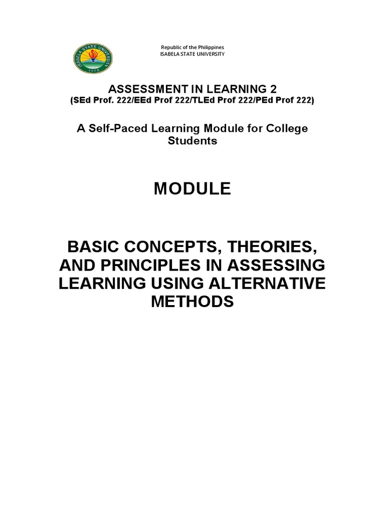 Basic Concepts, Theories, and Principles in Assessing Leaning Using Alternative Methods | PDF ...