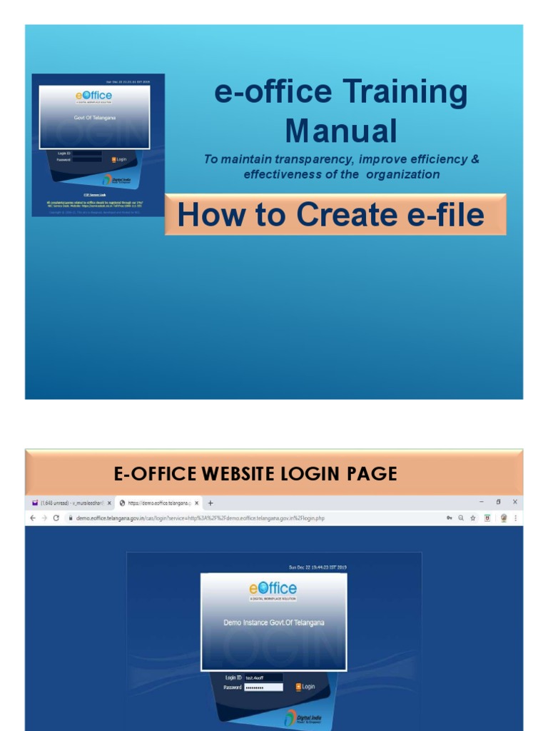 E-Office Training Manual How To Create E-File | PDF | Hyperlink ...