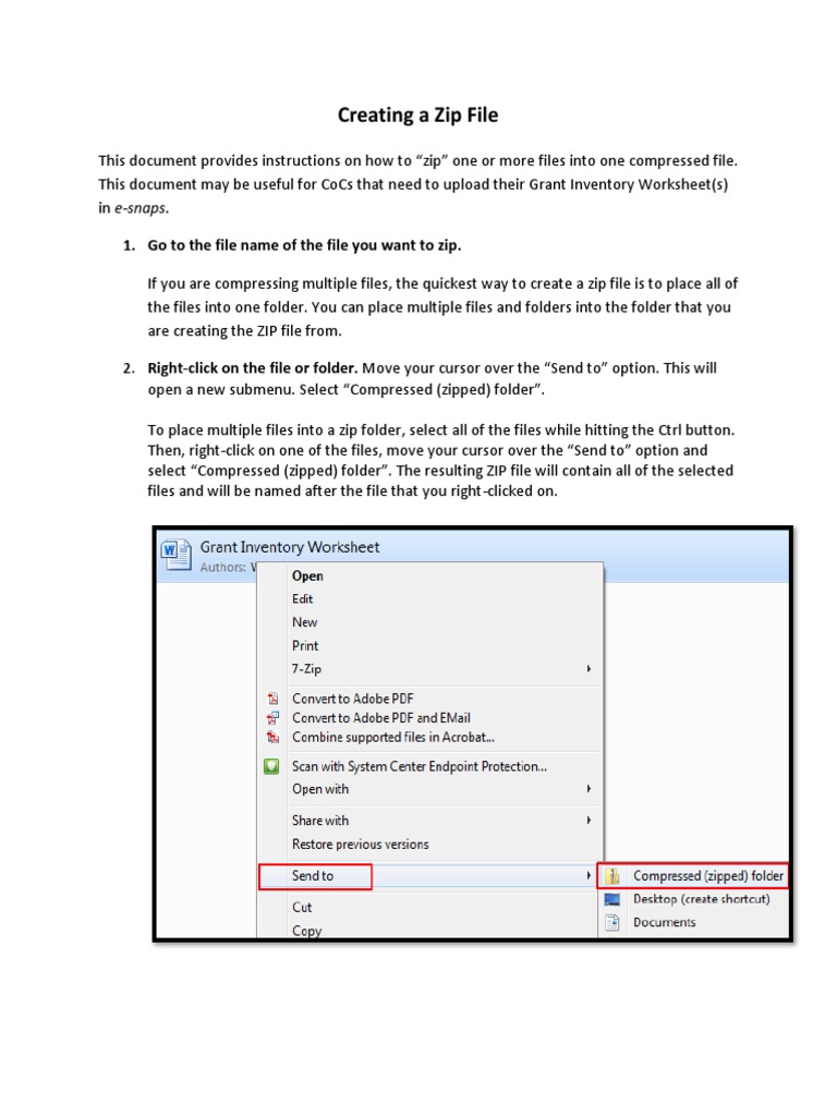 Creating A Zip File: 1. Go To The File Name of The File You Want To Zip ...
