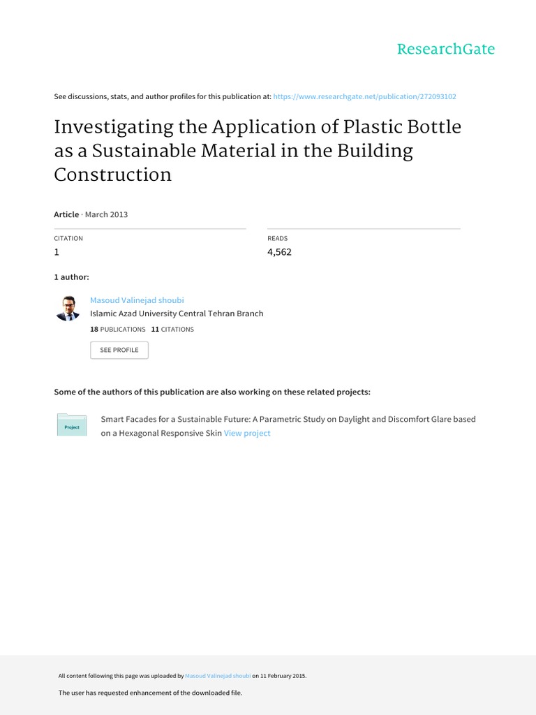 Investigatingthe Applicationof Plastic Bottleas | PDF | Green Building ...