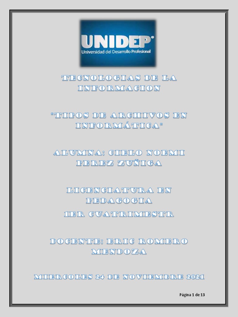 Tipos de Archivos en Informática | PDF | Archivo de computadora ...