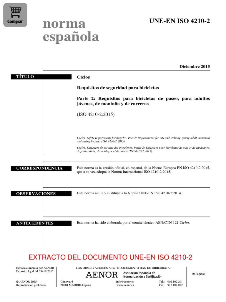 (Ex) Une-En Iso 4210-2 2015 | PDF | Transporte impulsado por humanos ...