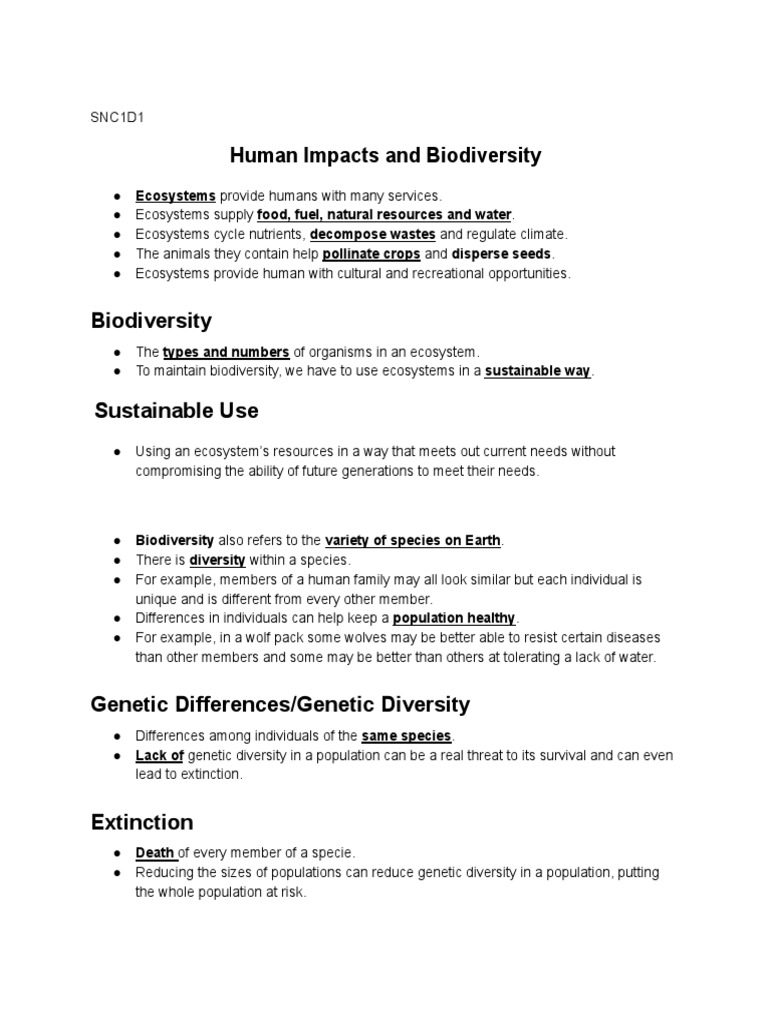 Biodiversity: Human Impacts and Biodiversity | PDF | Biodiversity ...