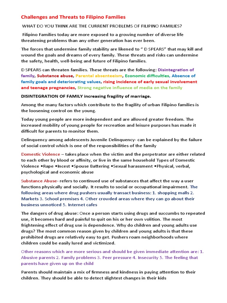 Challenges and Threats To Filipino Families: Substance Abuse | PDF ...