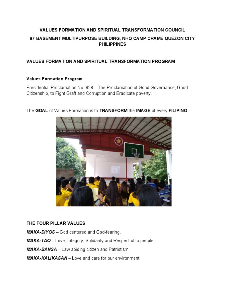 Values Formation and Spiritual Transformation Council | PDF | Religion ...