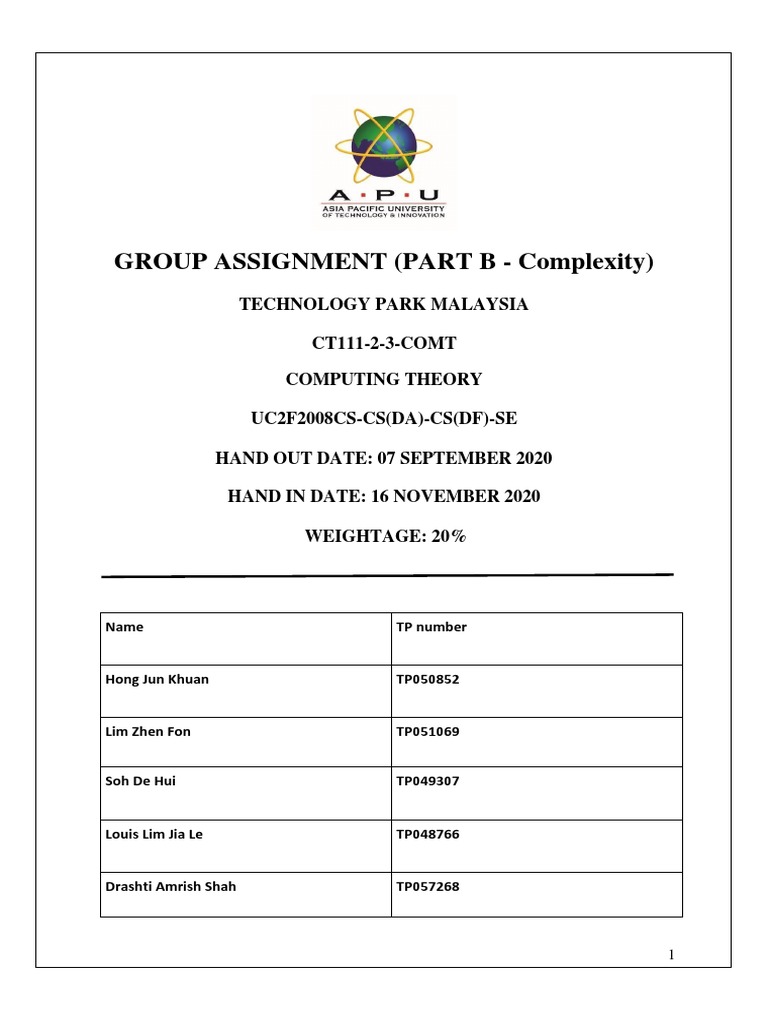Group Assignment Part B Complexity Pdf Algorithms And Data