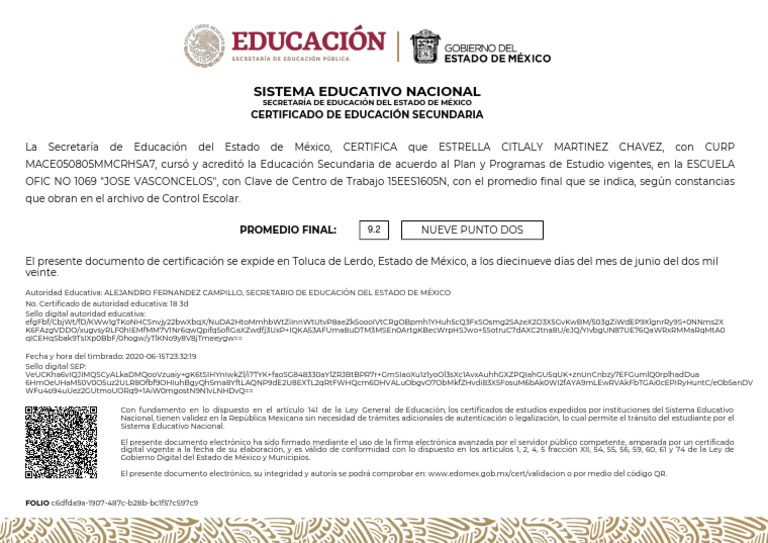 Certificado de Secundaria | PDF | México