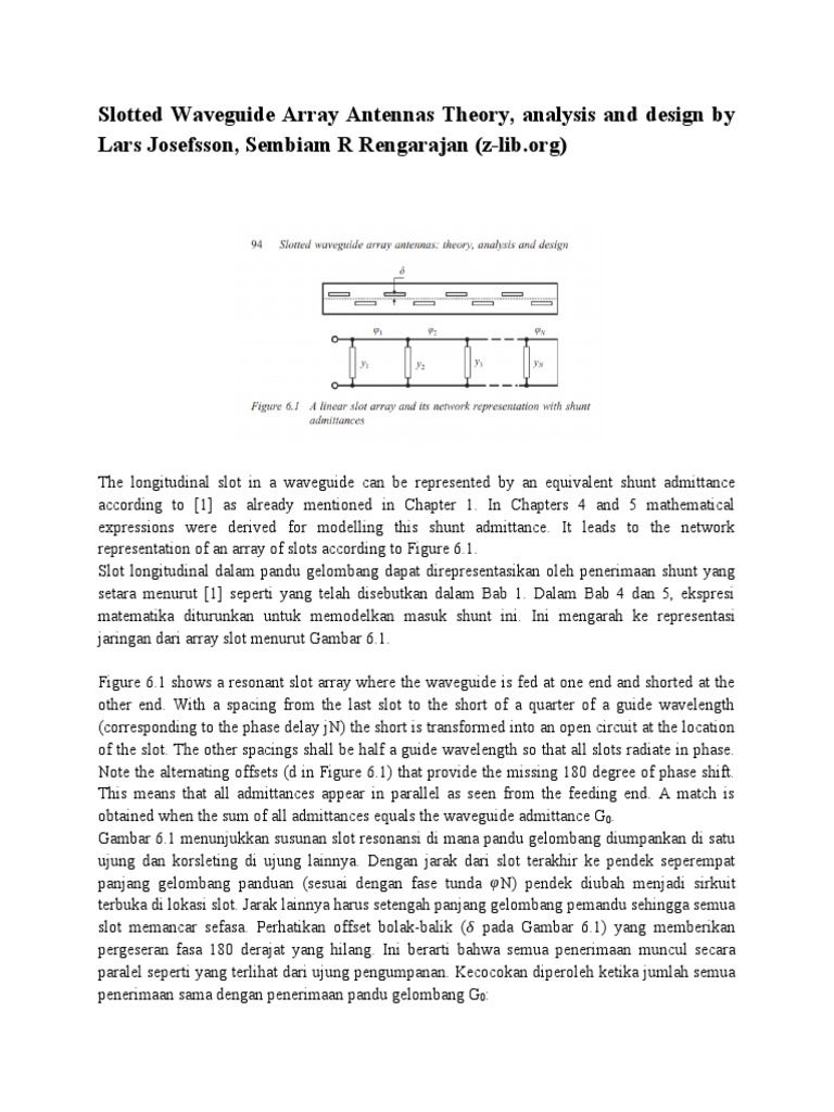 Slotted Waveguide Array Antennas Theory, Analysis and Design by | PDF | Electromagnetism | Radiation