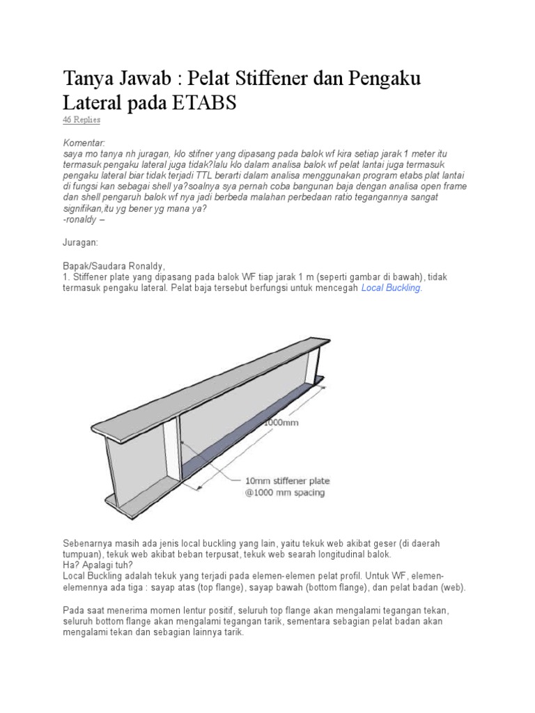 Stiffener dan Pengaku Lateral pada ETABS | PDF