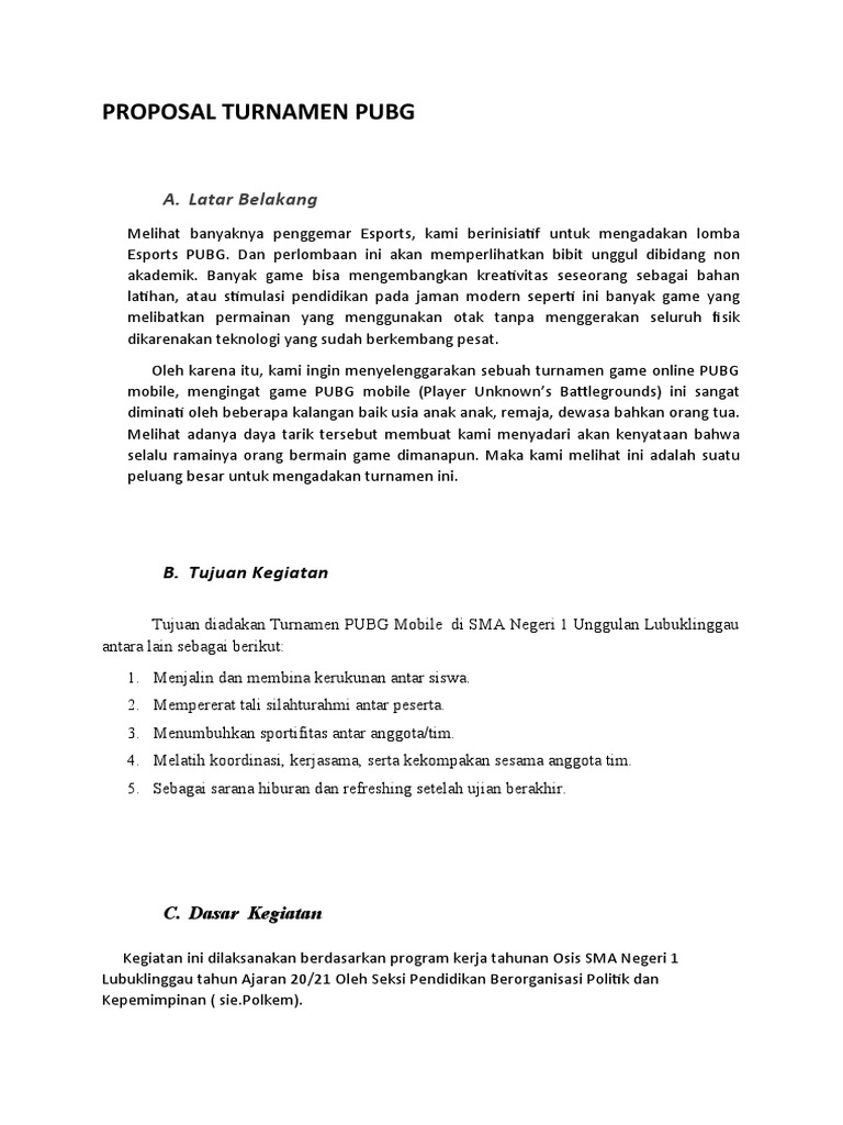 Proposal Tur Pubg | PDF