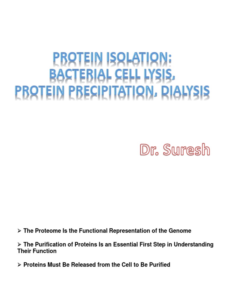 Lecture 2 and 3 DP Protein Isolation | PDF | Lysis | Protein Purification