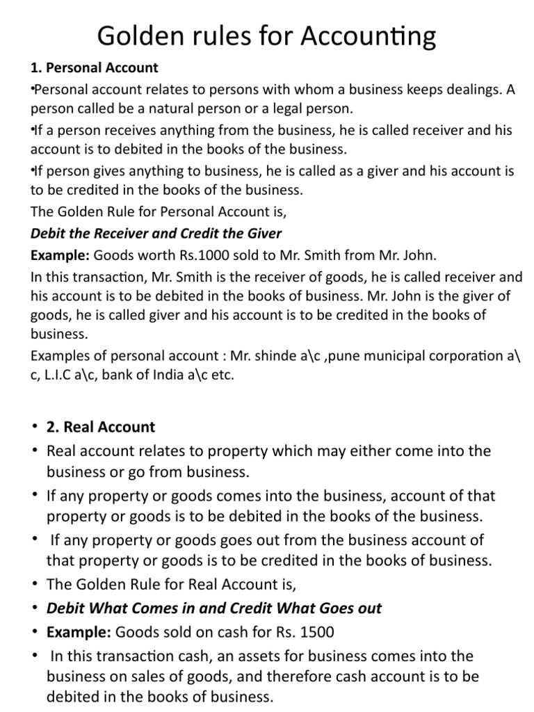 Golden Rules For Accounting | PDF | Debits And Credits | Money