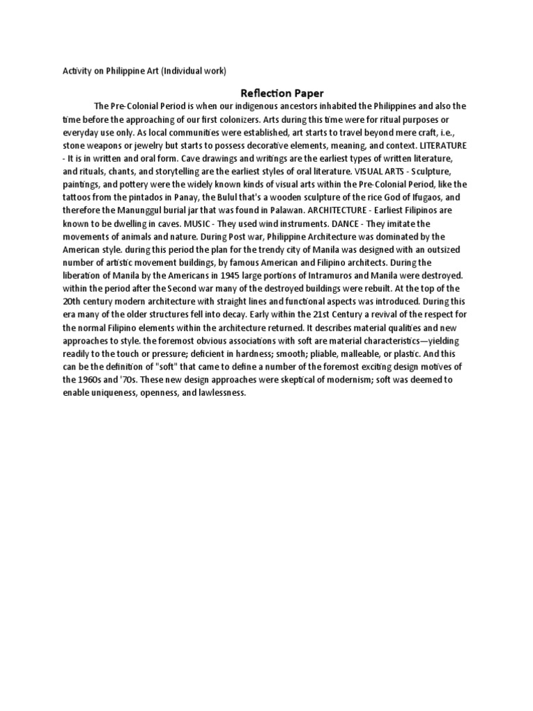 Make A Reflection Paper - Philippine Art | PDF