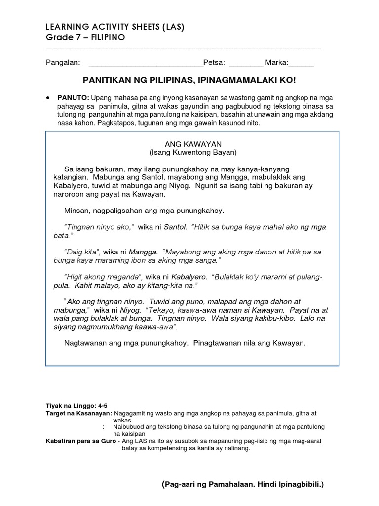 Filipino 7 - Q3 - Las 2 RTP | PDF