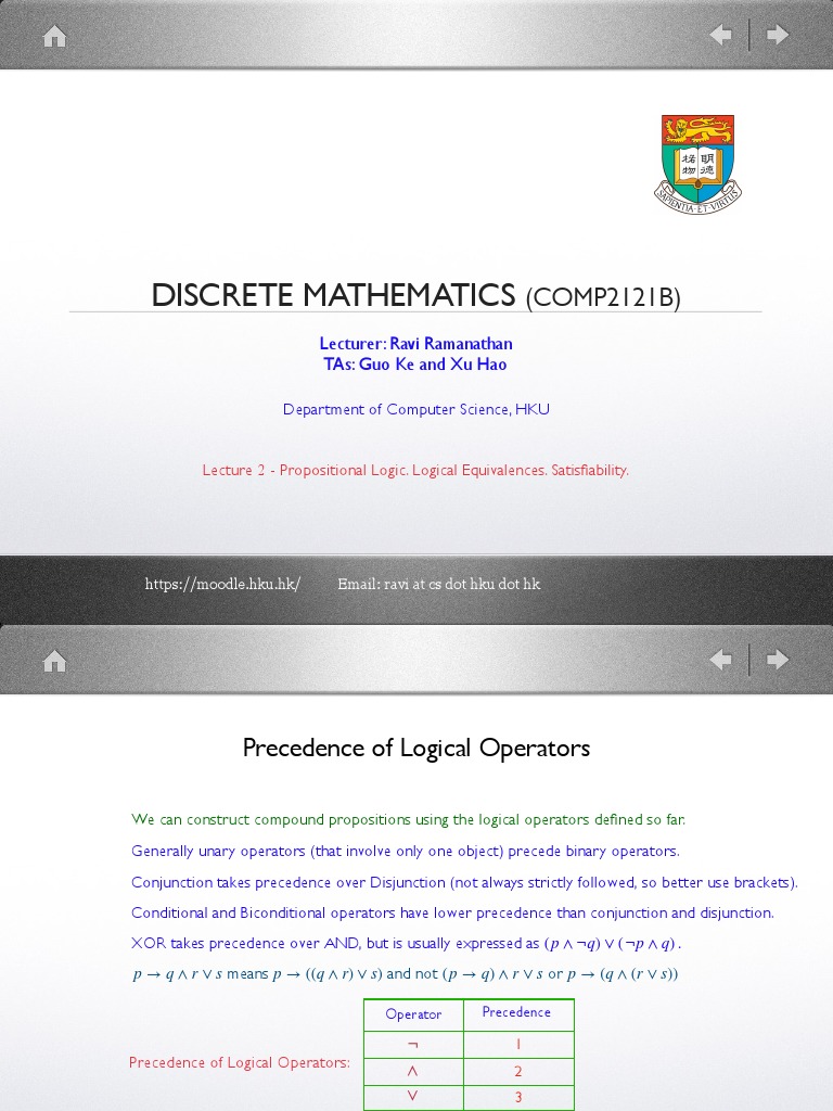 HKU COMP2121 Lec2 | PDF | Contradiction | Logic